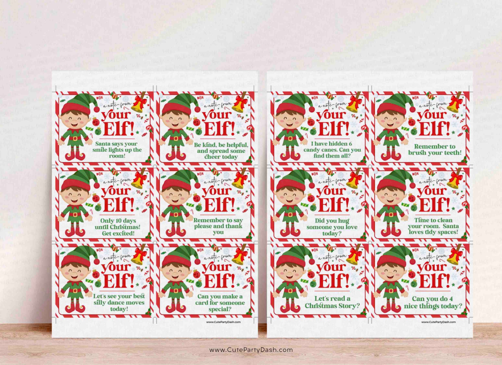 Editable Elf Notes Printable INSTANT DOWNLOAD – Cute Party Dash