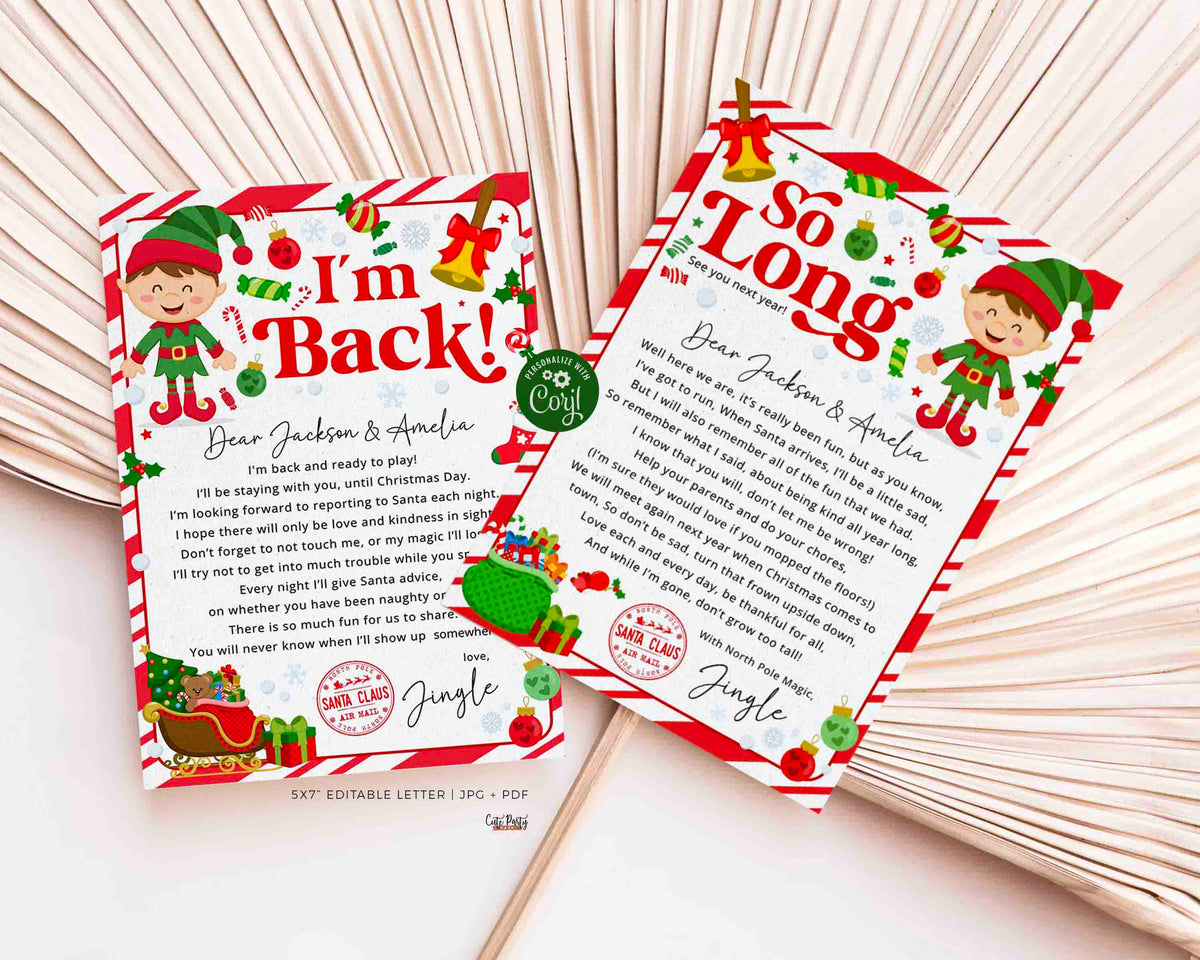 Elf I'm Back letter from elf Bundle INSTANT DOWNLOAD – Cute Party Dash