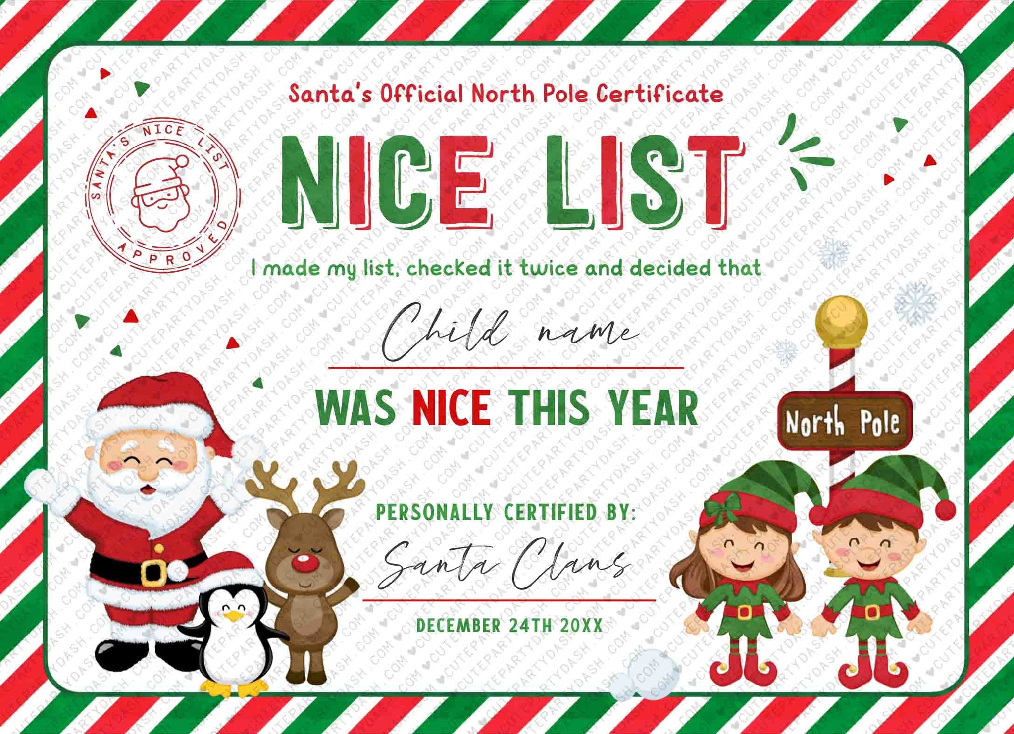 Santa Claus Official Nice Naughty List Certificate Bundle – Cute Party Dash