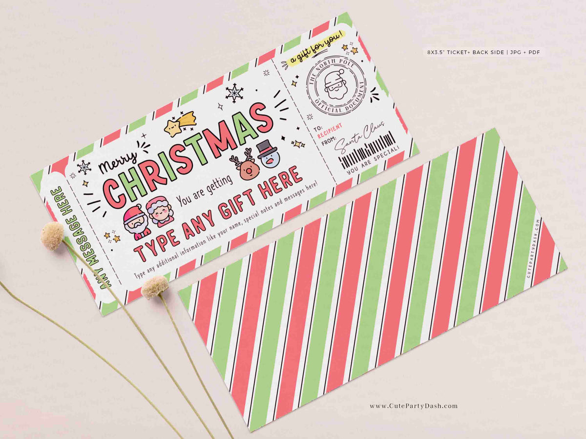 Christmas Santa Gift Voucher Template for Kids Printable – Cute Party Dash