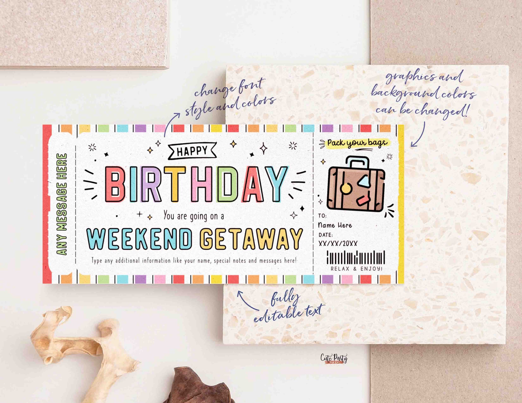 Editable Weekend Getaway Voucher Template INSTANT DOWNLOAD Surprise Tr ...