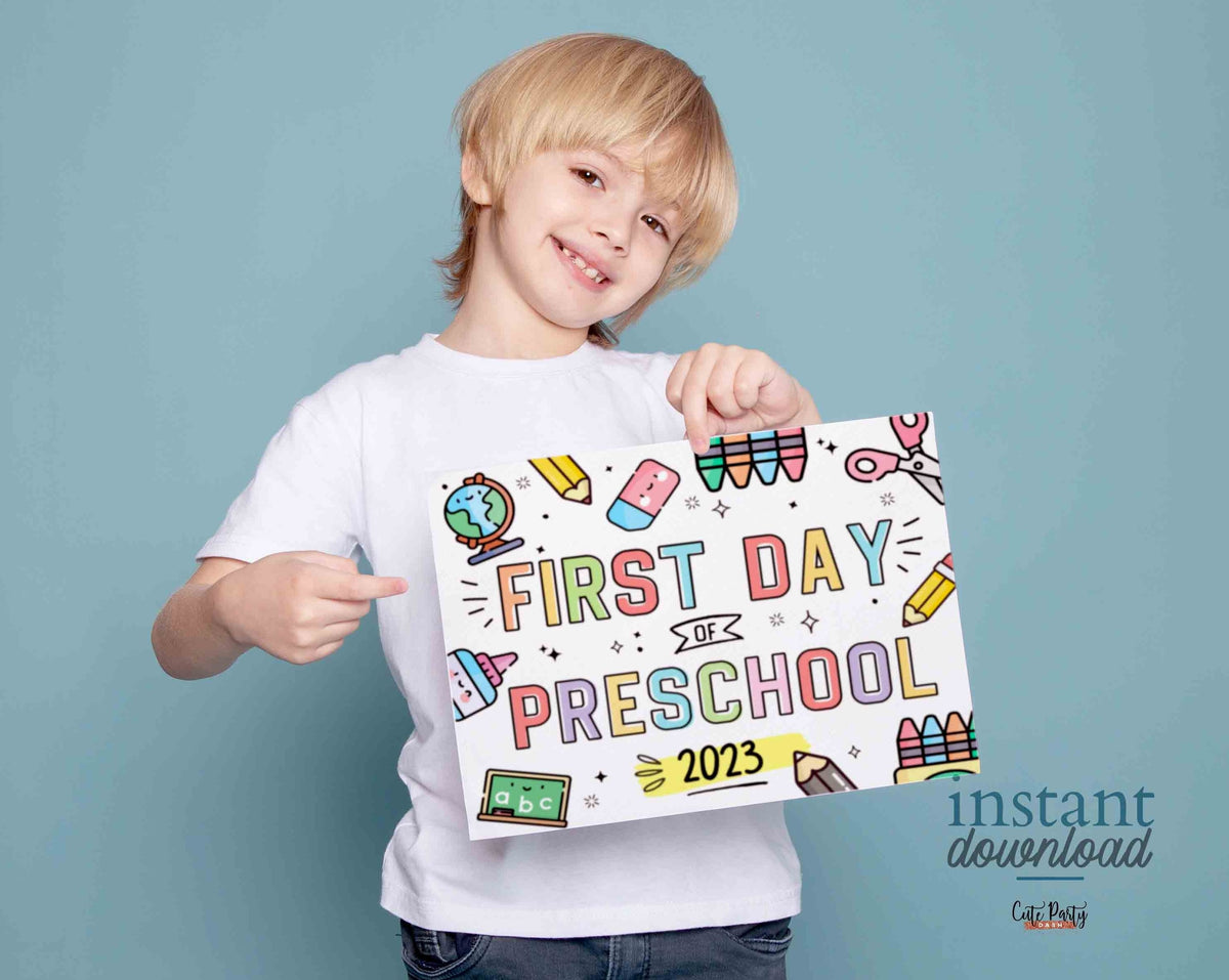 Pre-k First Day of School Sign INSTANT DOWNLOAD 1st Day of Preschool ...