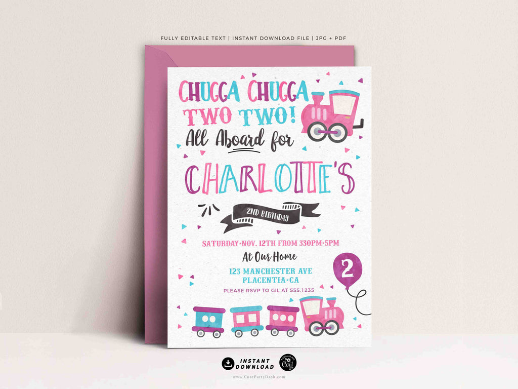 Two Two Choo Choo Train Chugga Chugga Two Two Banner, Train Happy