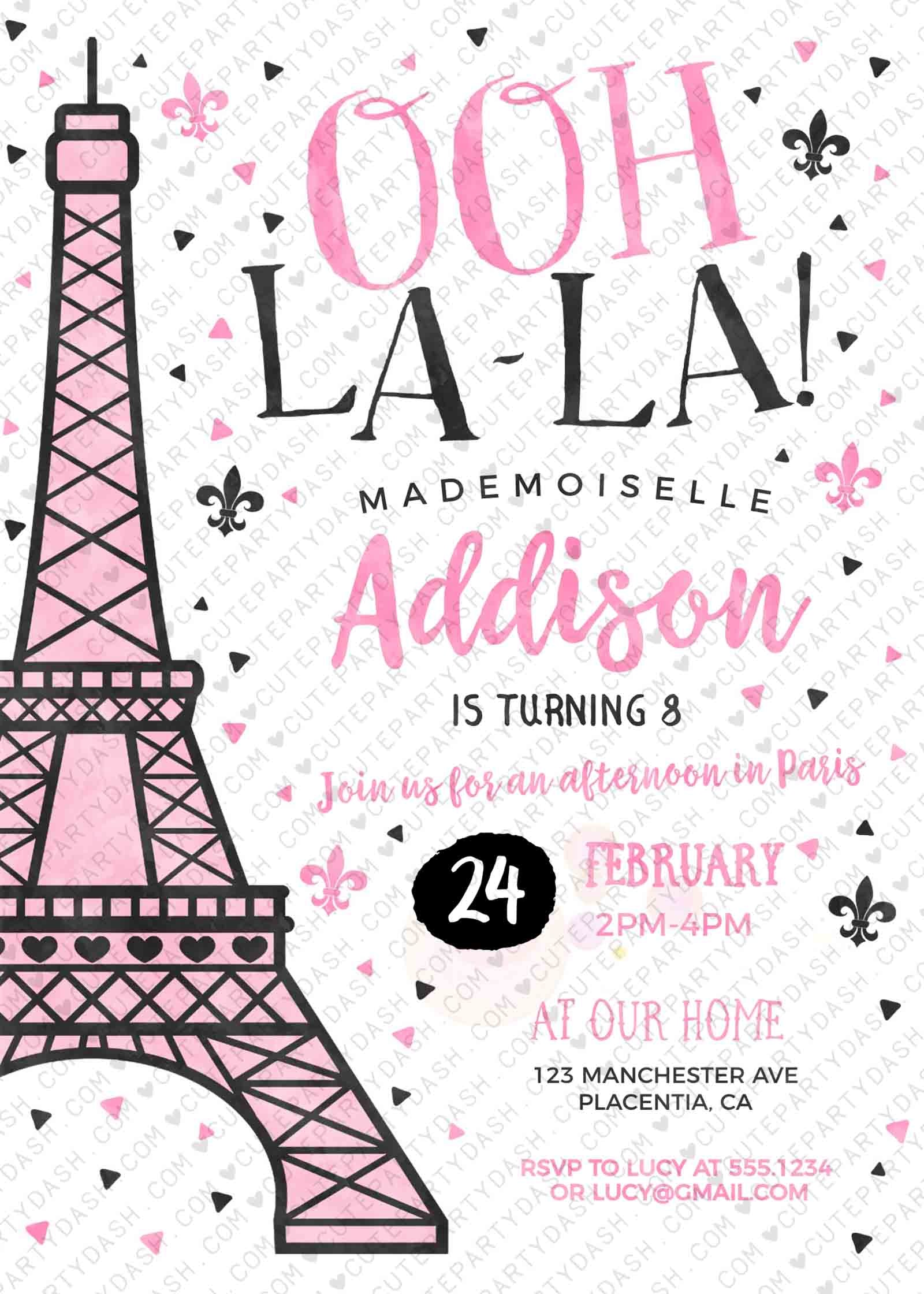Paris Party Printable Invitations