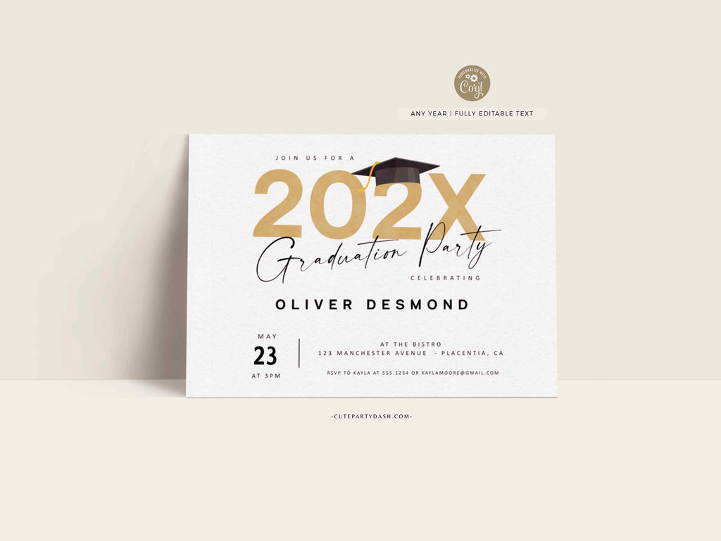 Graduation Party invitation Template, Editable, Instant Download – Cute ...
