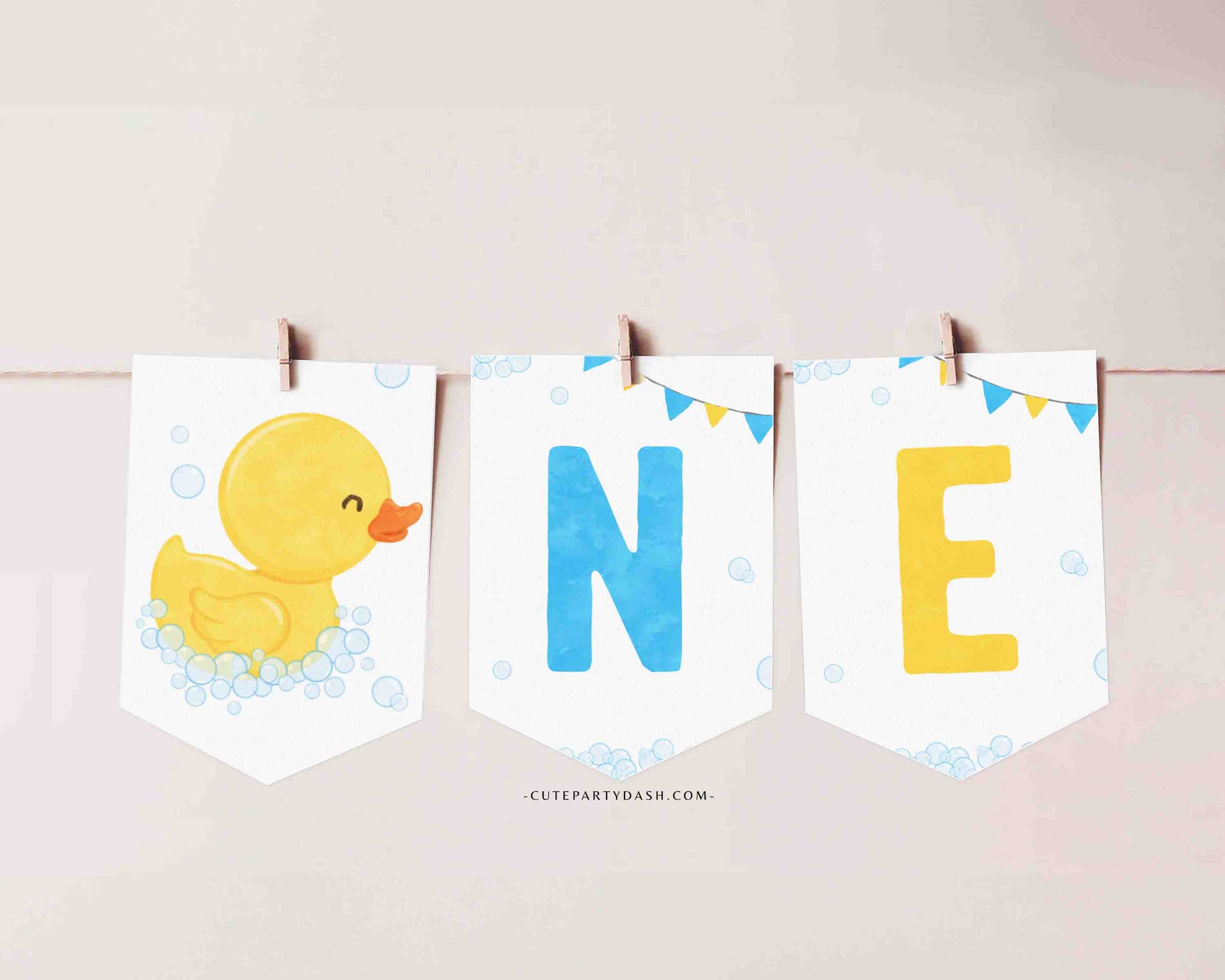 Rubber Duck Birthday High Chair Banner INSTANT DOWNLOAD – Cute Party Dash