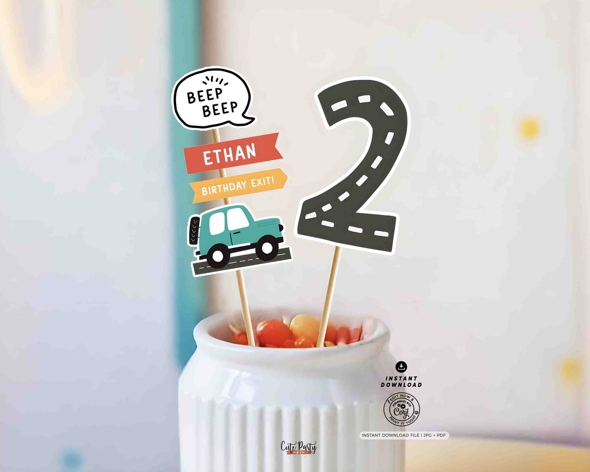 City Transportation Birthday Cake Topper Printable INSTANT DOWNLOAD ...