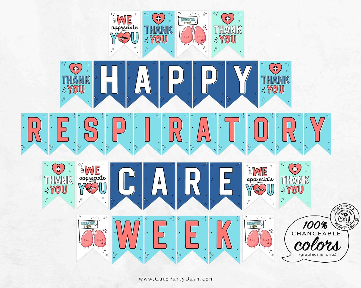 Happy Respiratory Care Week Banner Printable Decor – Cute Party Dash