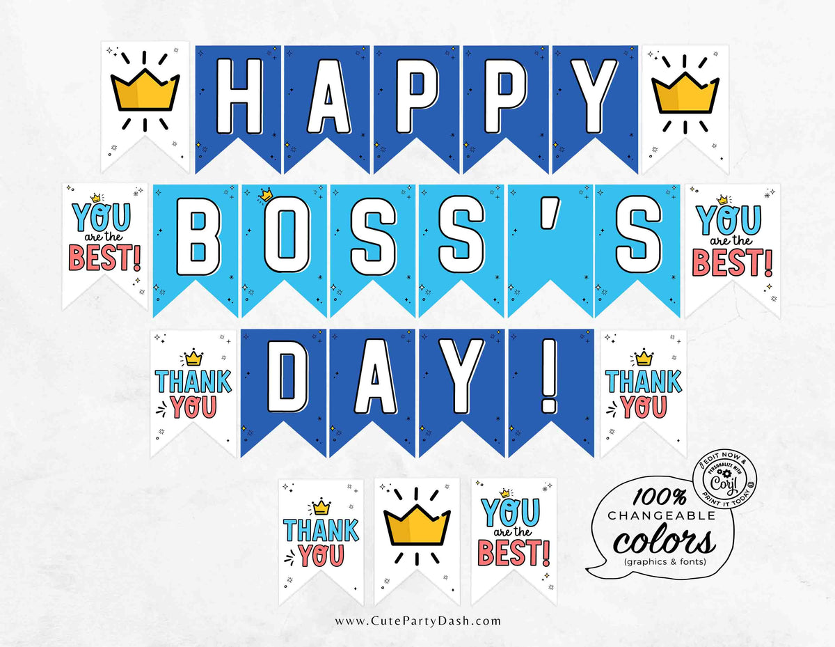 National Boss's Day Banner Printable Decor – Cute Party Dash