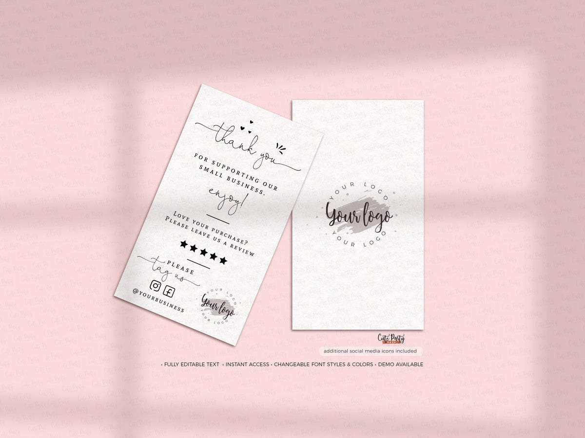 Minimal Thank you for your order Business insert card editable templat ...