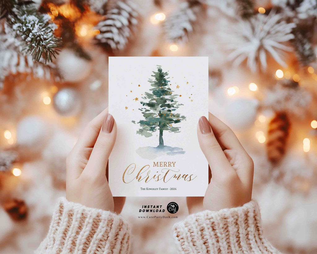 Modern Christmas Greeting Card printable Xmas clean Greeting Card - Di ...