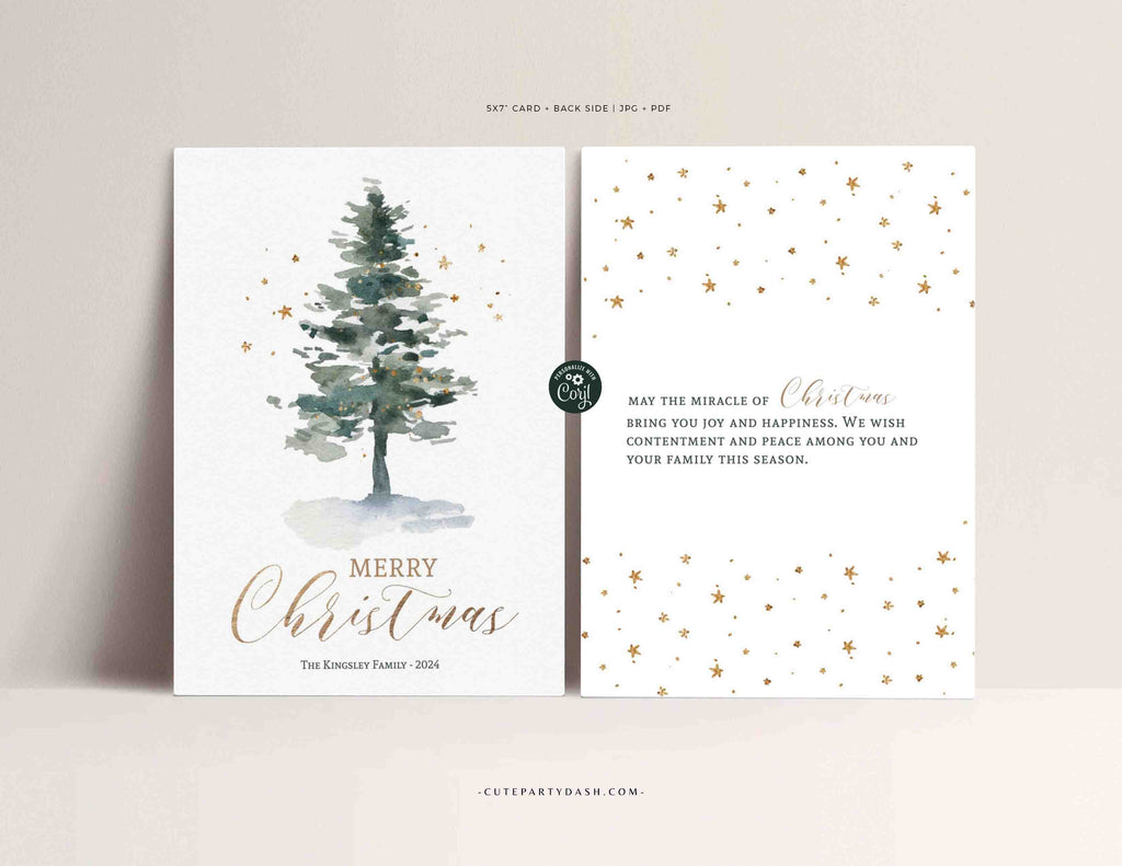 Modern Christmas Greeting Card printable Xmas clean Greeting Card - Di ...