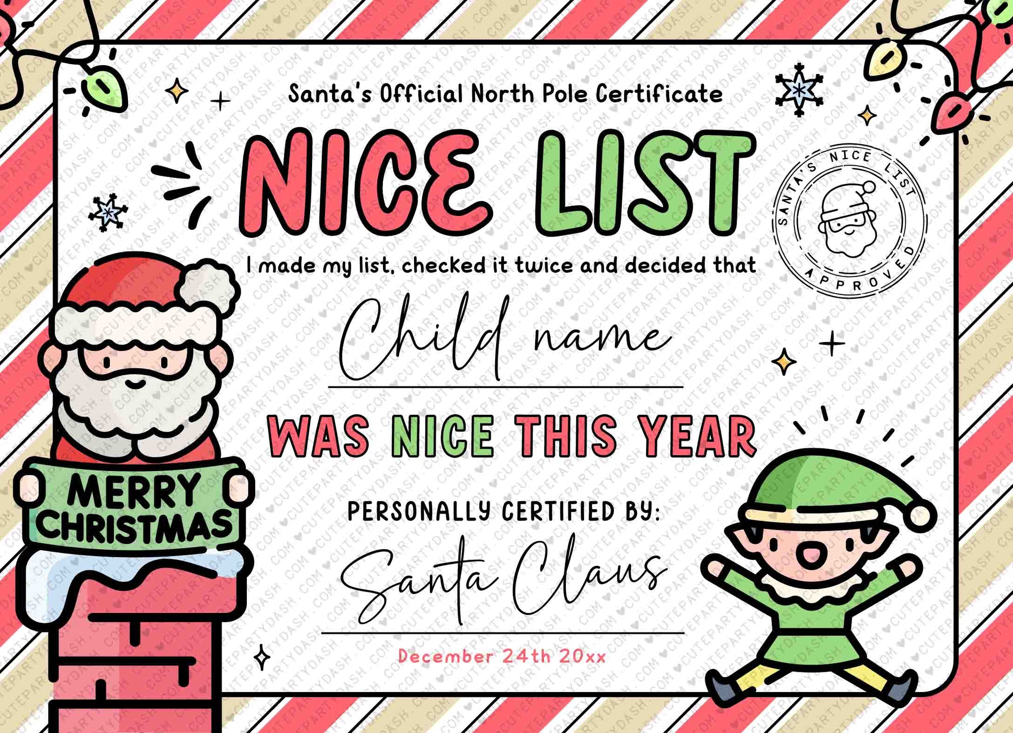 Santa Claus Official Nice Naughty List Certificate Bundle – Cute Party Dash