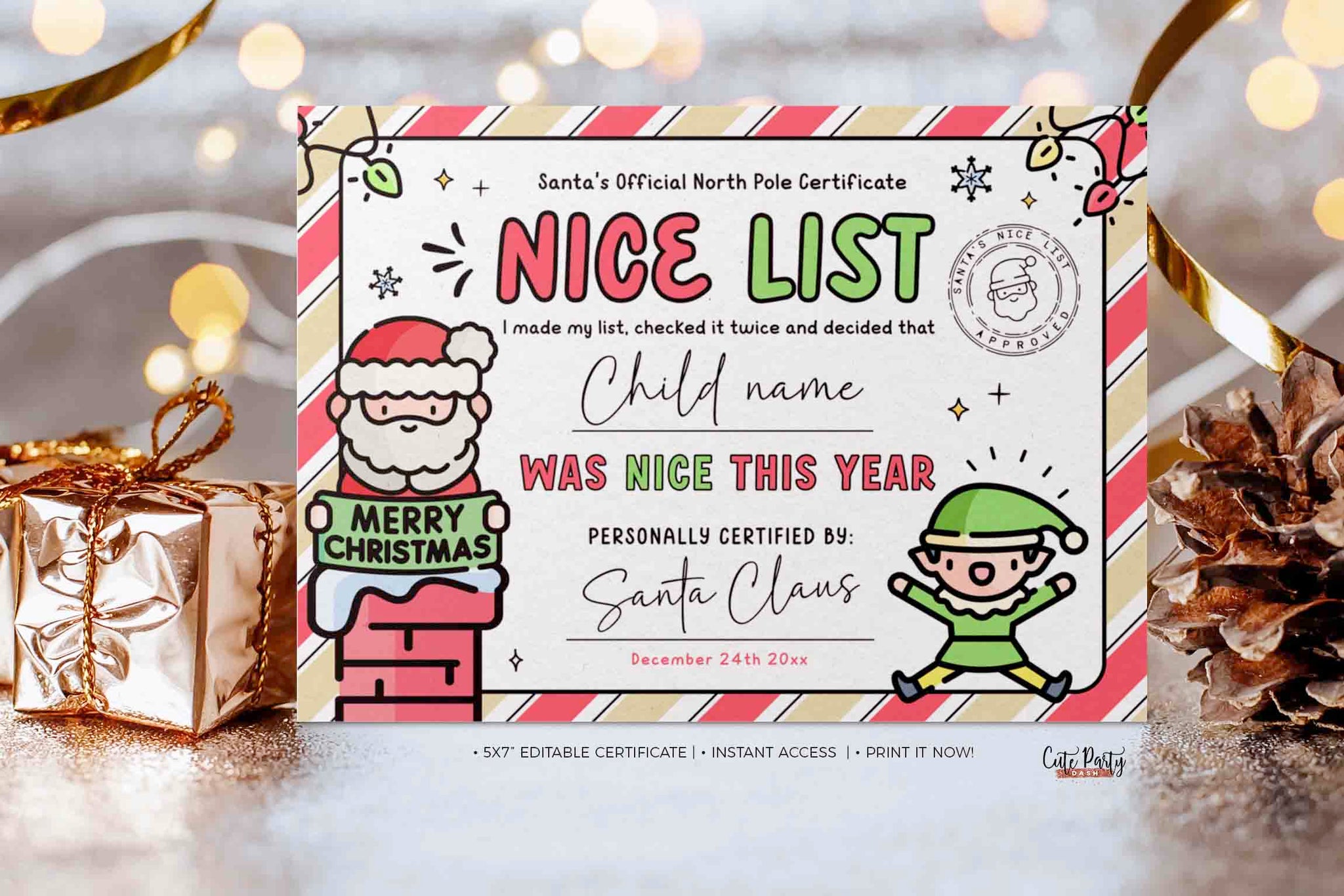 Santa Claus Official Nice Naughty List Certificate Bundle – Cute Party Dash