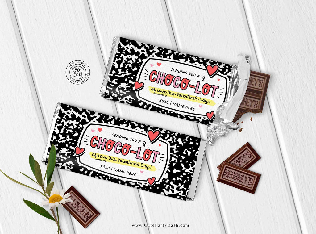 Teacher Valentines Day Gift Chocolate Bar Wrapper template Printable ...