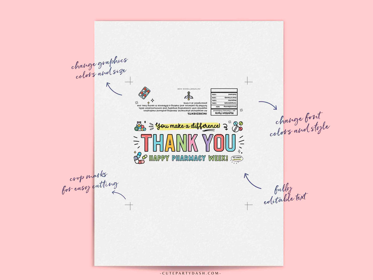 Pharmacy Week Appreciation Candy Bar Wrapper Gift Idea – Cute Party Dash