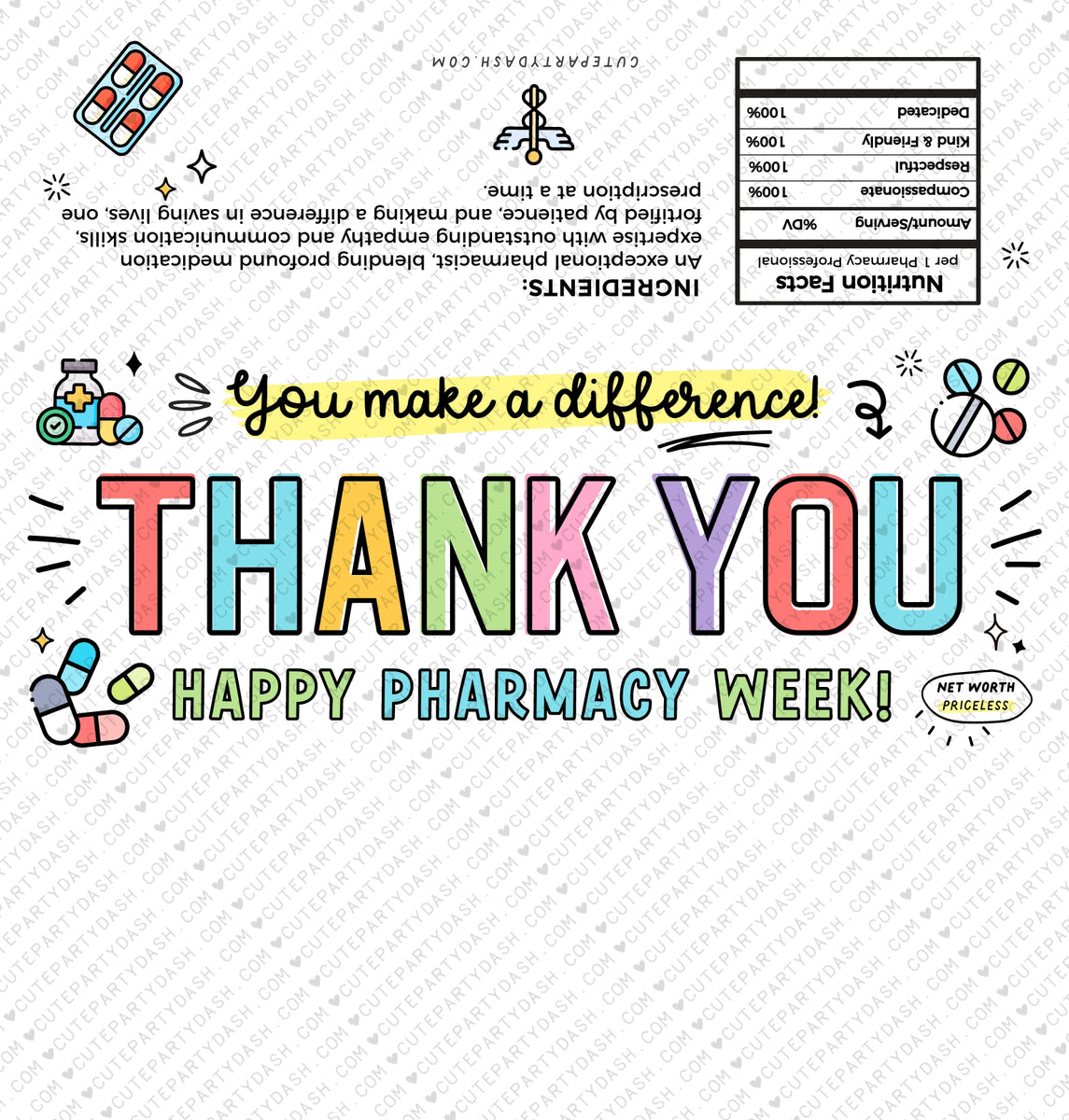 Pharmacy Week Appreciation Candy Bar Wrapper Gift Idea – Cute Party Dash