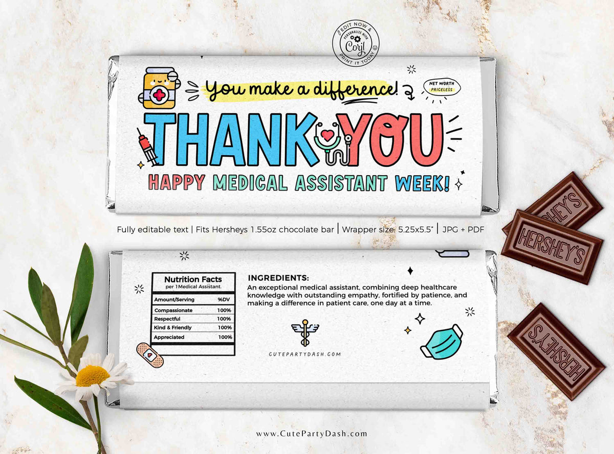 Medical Assistant Week Hersheys 1.55oz Wrapper Gift Idea – Cute Party Dash