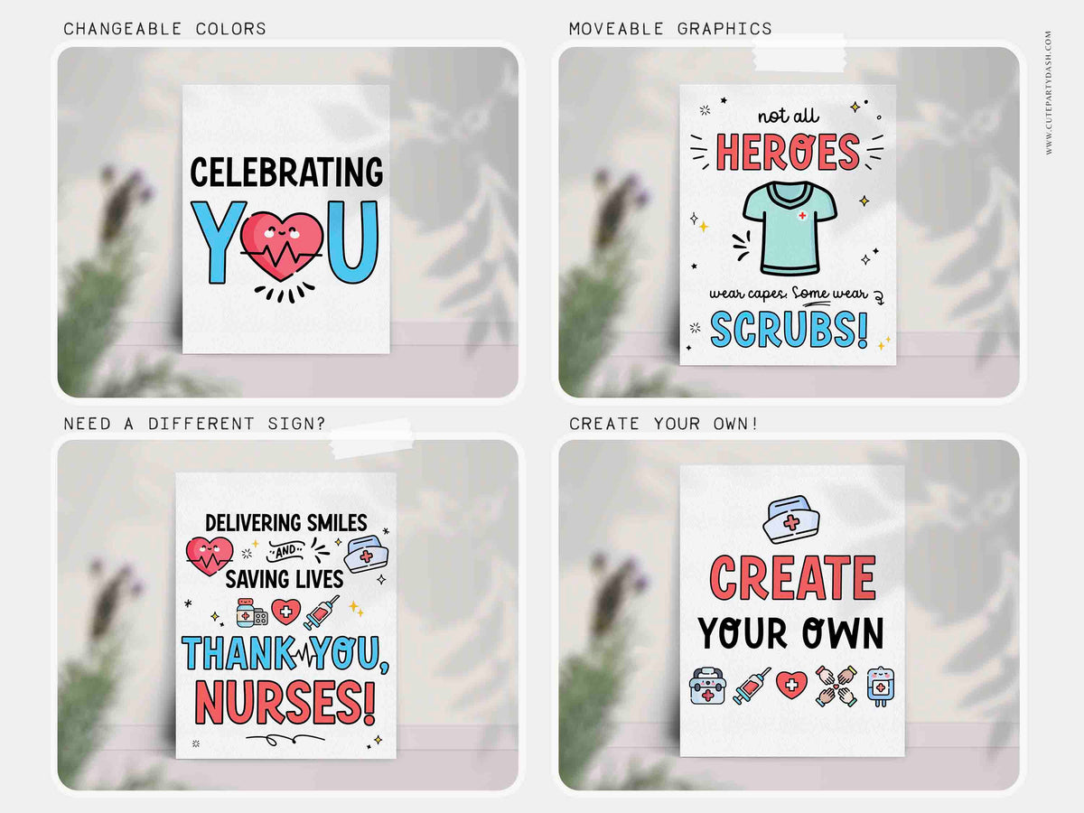 Editable Nurses Week Sign Printable INSTANT DOWNLOAD – Cute Party Dash