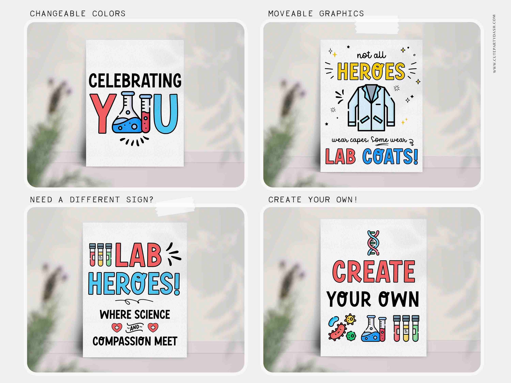 Editable Lab Week Signs Decor Printable INSTANT DOWNLOAD – Cute Party Dash