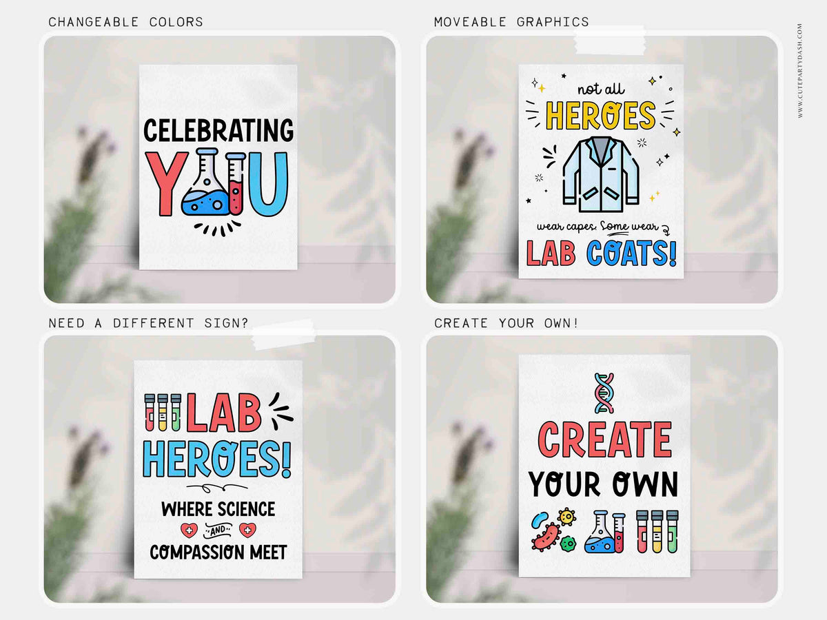 Editable Lab Week Signs Decor Printable INSTANT DOWNLOAD – Cute Party Dash