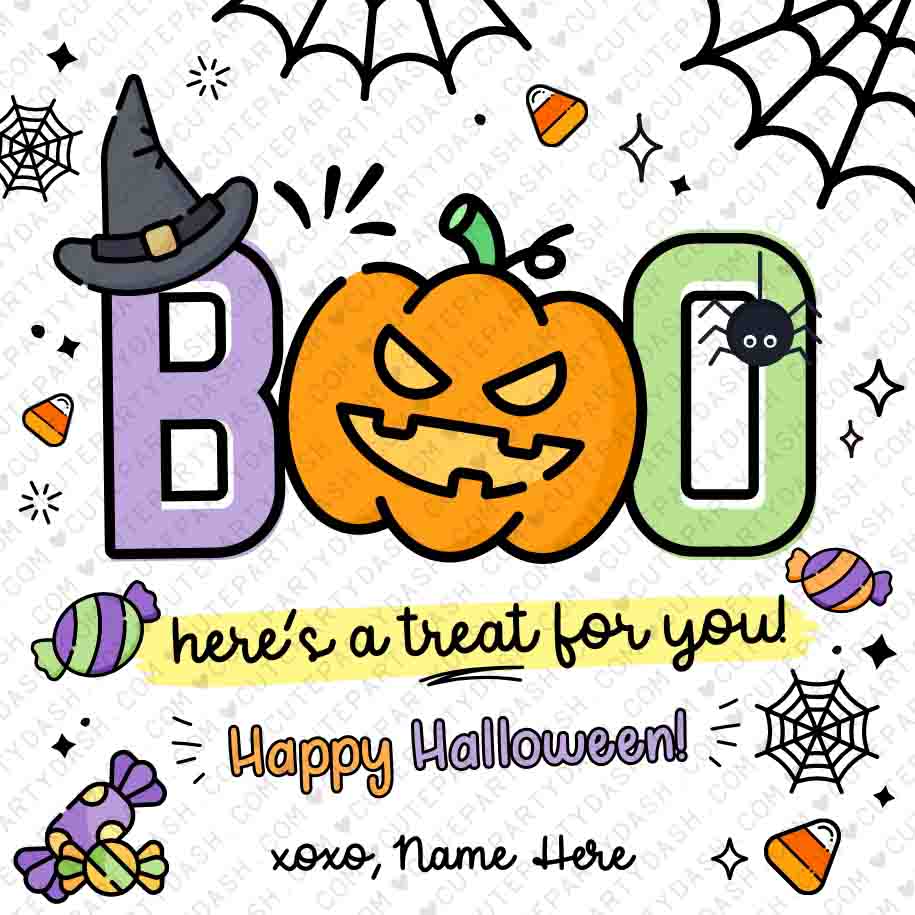EDITABLE Happy Halloween Printable Treat Tag – Cute Party Dash