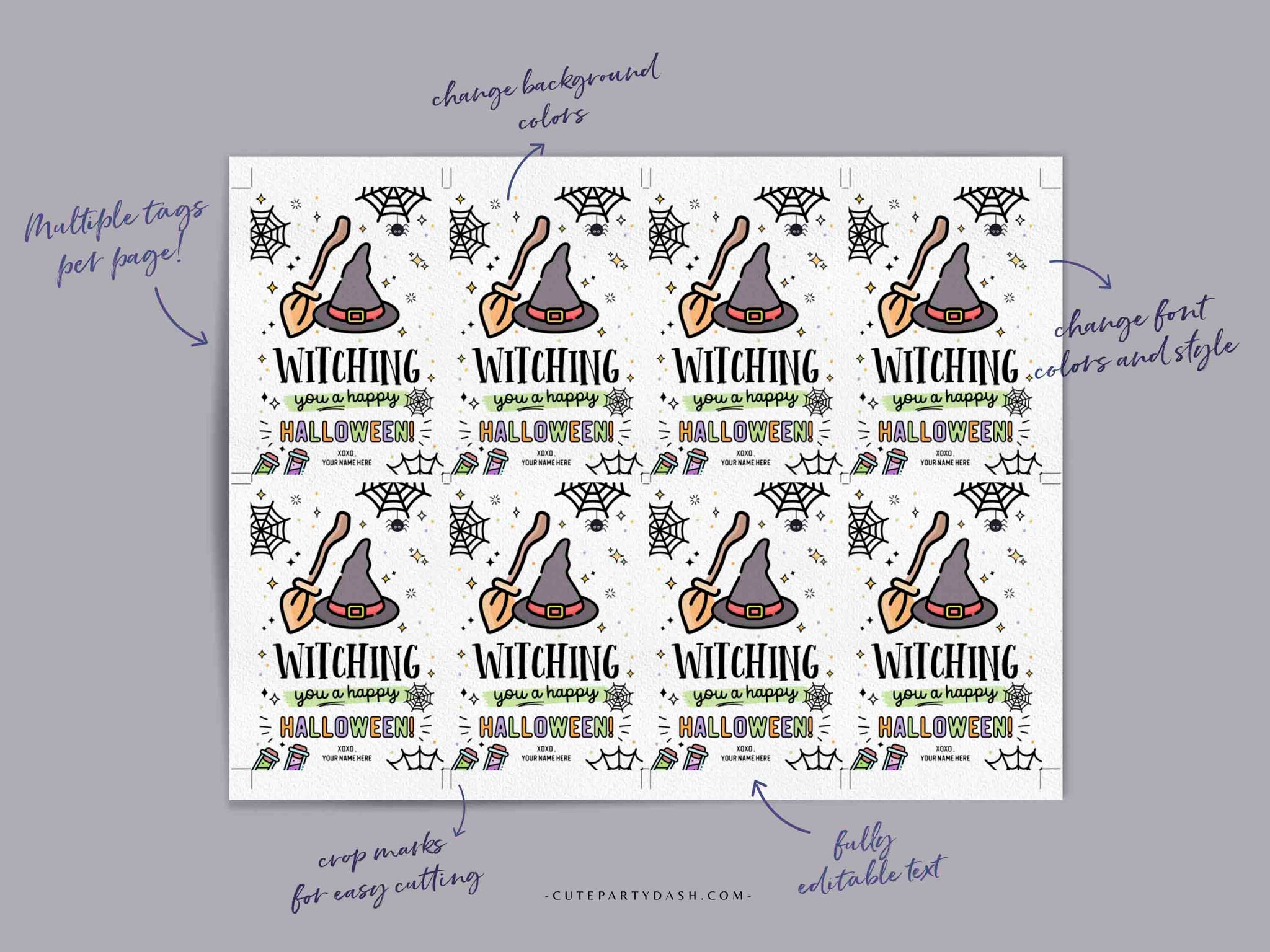 EDITABLE Happy Halloween Printable Treat Tag – Cute Party Dash