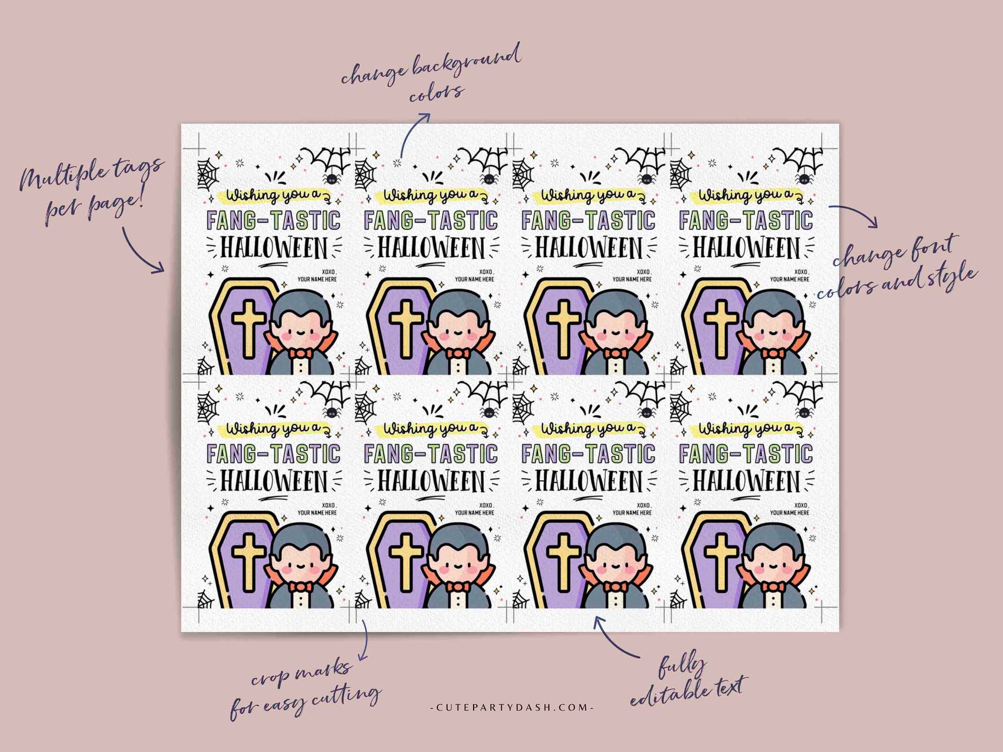 EDITABLE Happy Halloween Printable Treat Tag – Cute Party Dash