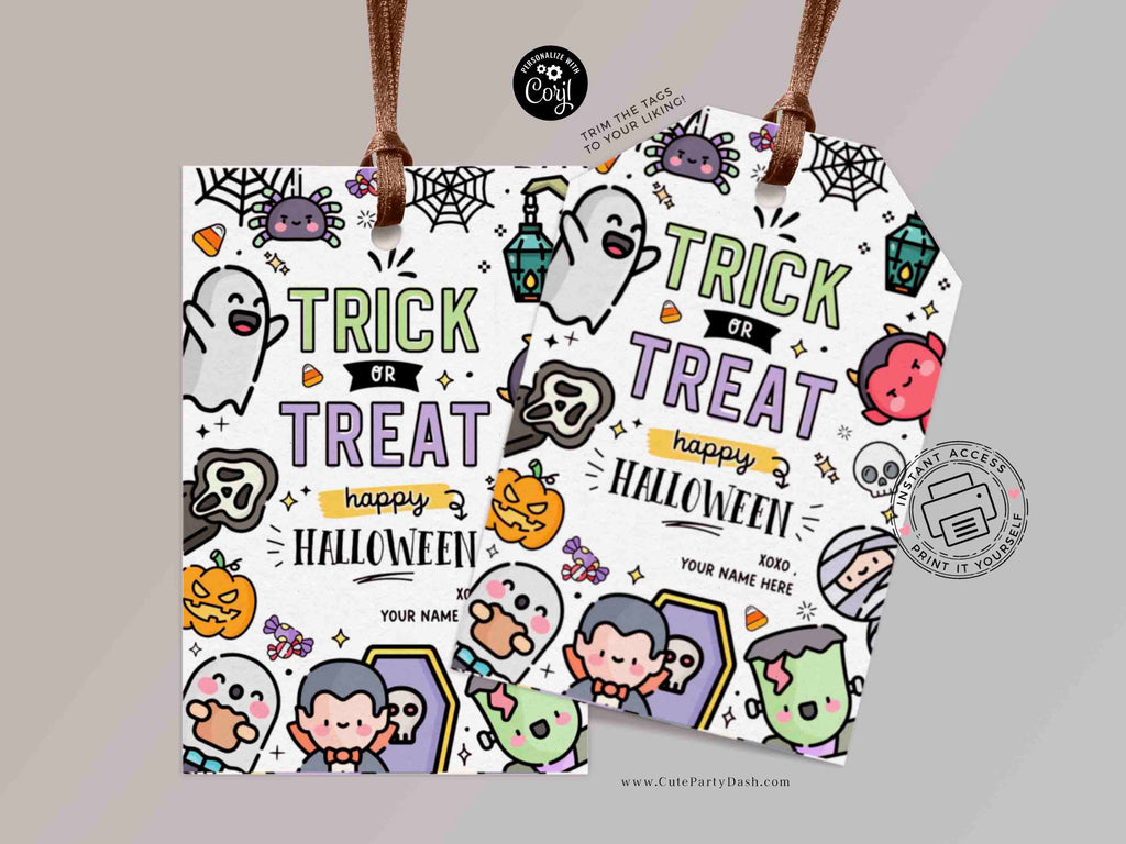 EDITABLE Happy Halloween Printable Treat Tag – Cute Party Dash