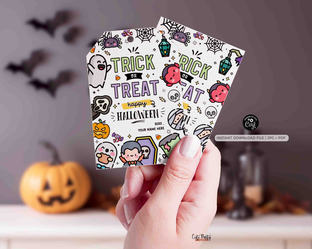 EDITABLE Happy Halloween Printable Treat Tag – Cute Party Dash