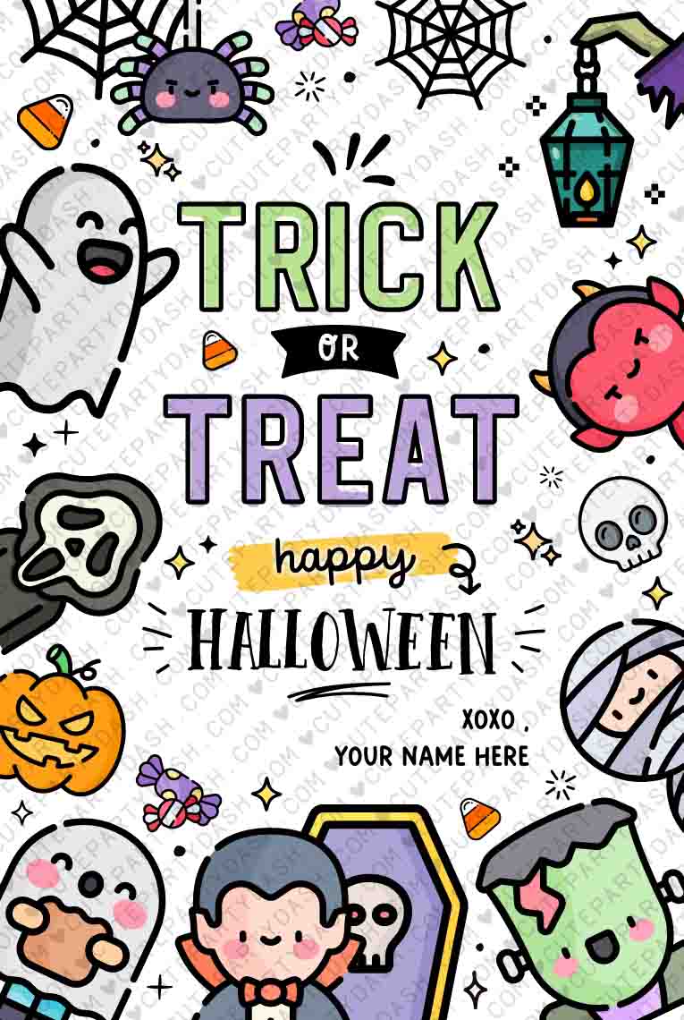 EDITABLE Happy Halloween Printable Treat Tag – Cute Party Dash