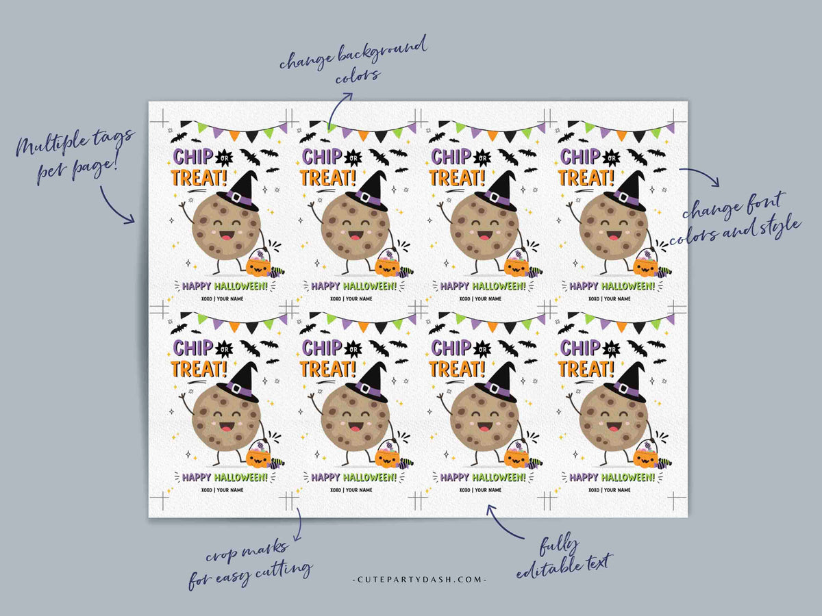 EDITABLE Happy Halloween Printable Treat Tag – Cute Party Dash