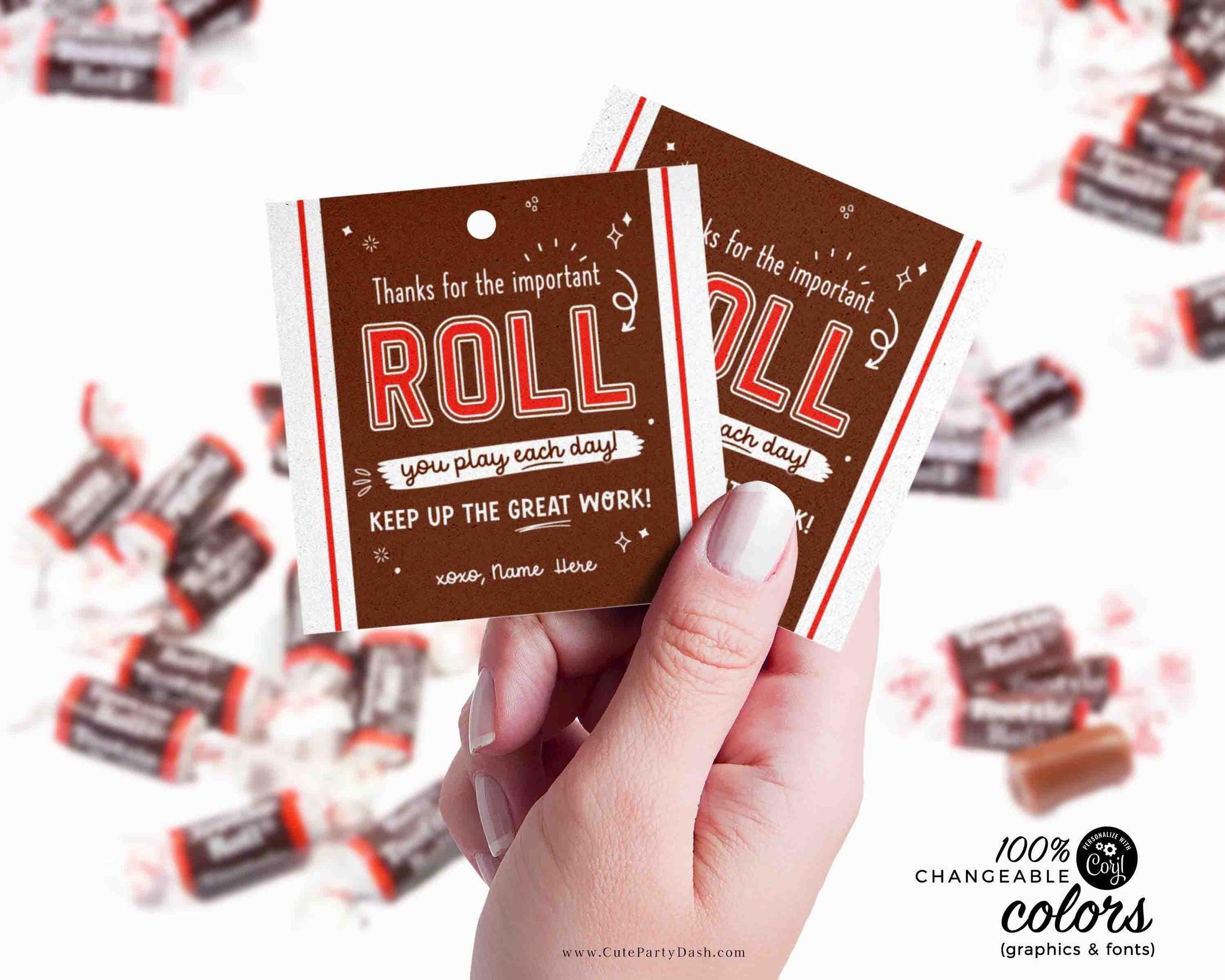 Tootsie Roll Thank you Gift Tag – Cute Party Dash