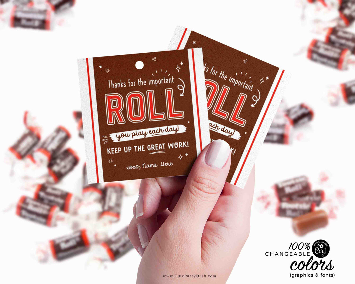 Tootsie Roll Thank you Gift Tag – Cute Party Dash