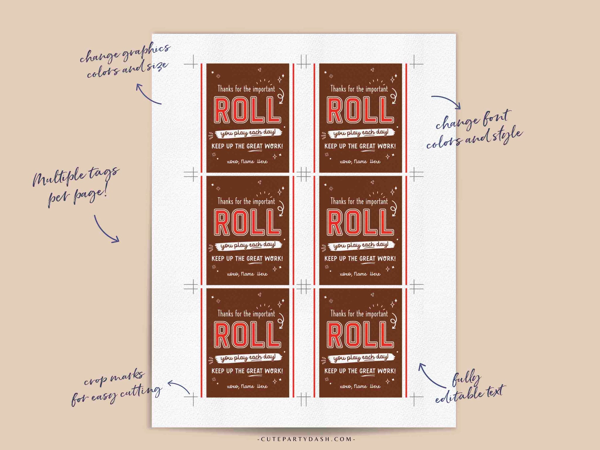 Tootsie Roll Thank you Gift Tag – Cute Party Dash