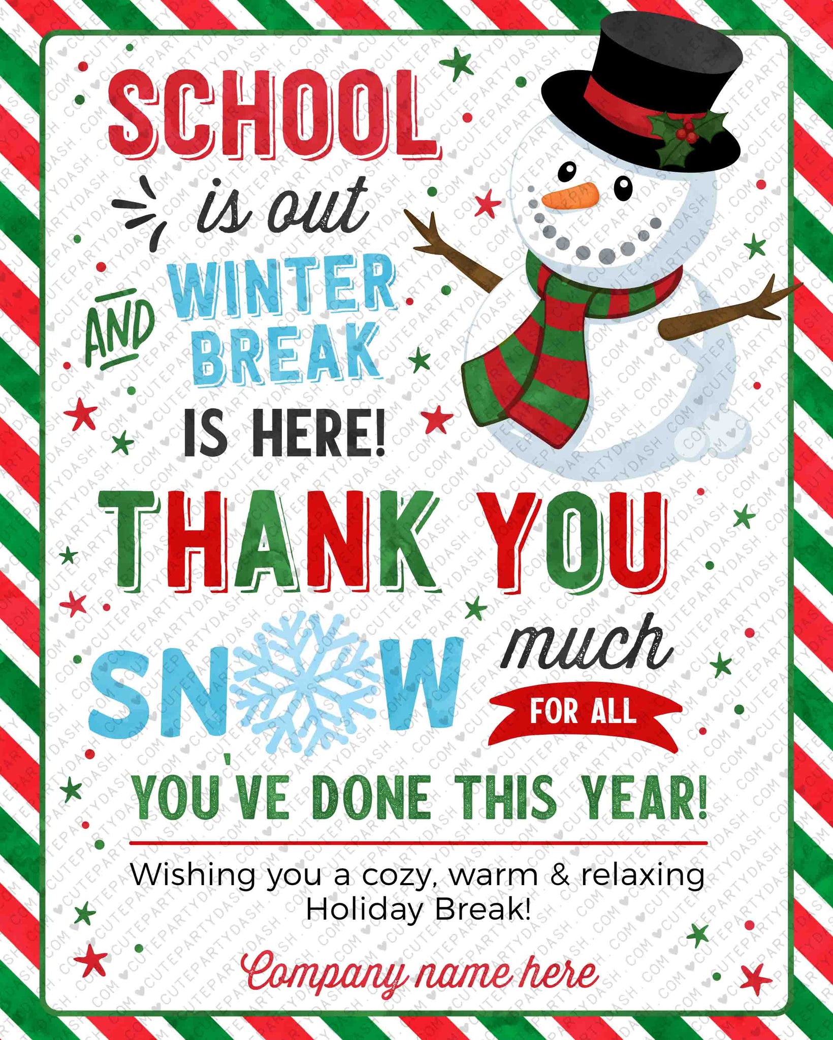 Editable School's Out Winter Break Christmas Sign Printable INSTANT ...