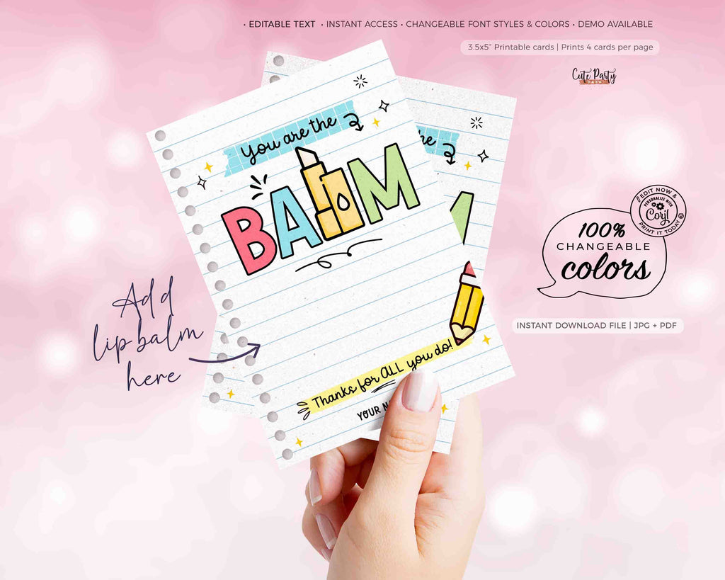 You're The Balm Gift Tag Printable INSTANT DOWNLOAD – Cute Party Dash