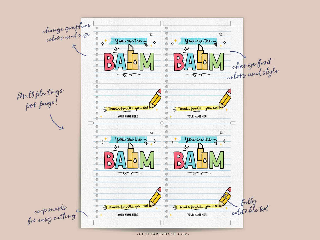 You're The Balm Gift Tag Printable INSTANT DOWNLOAD – Cute Party Dash
