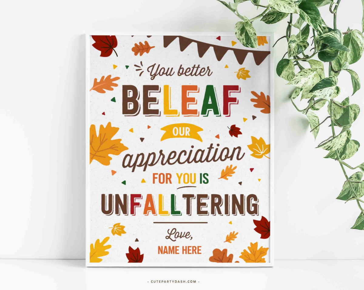 Fall Appreciation Sign Printable Thanksgiving Decor – Cute Party Dash