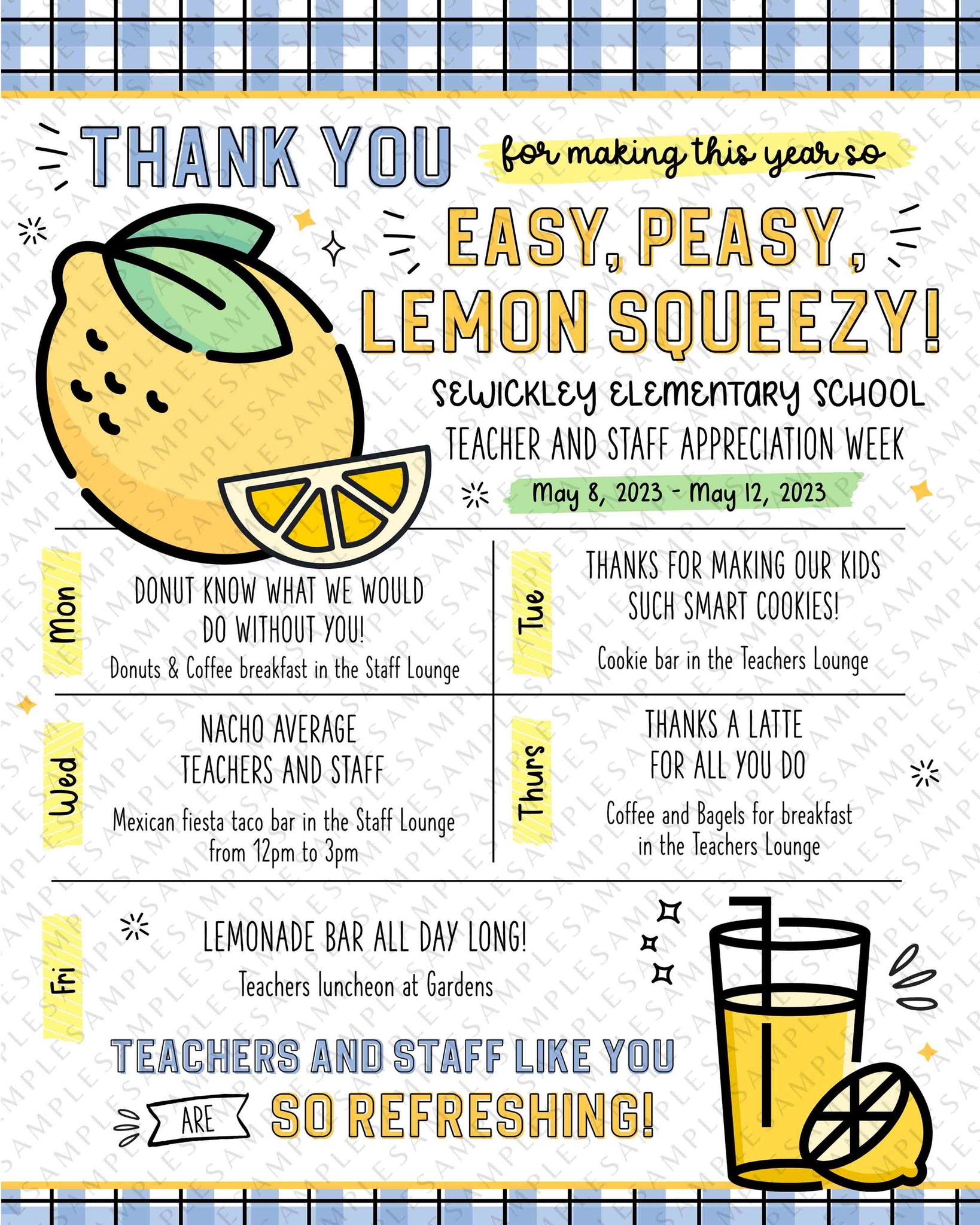 Lemon Themed Teacher Appreciation Week Itinerary – Cute Party Dash