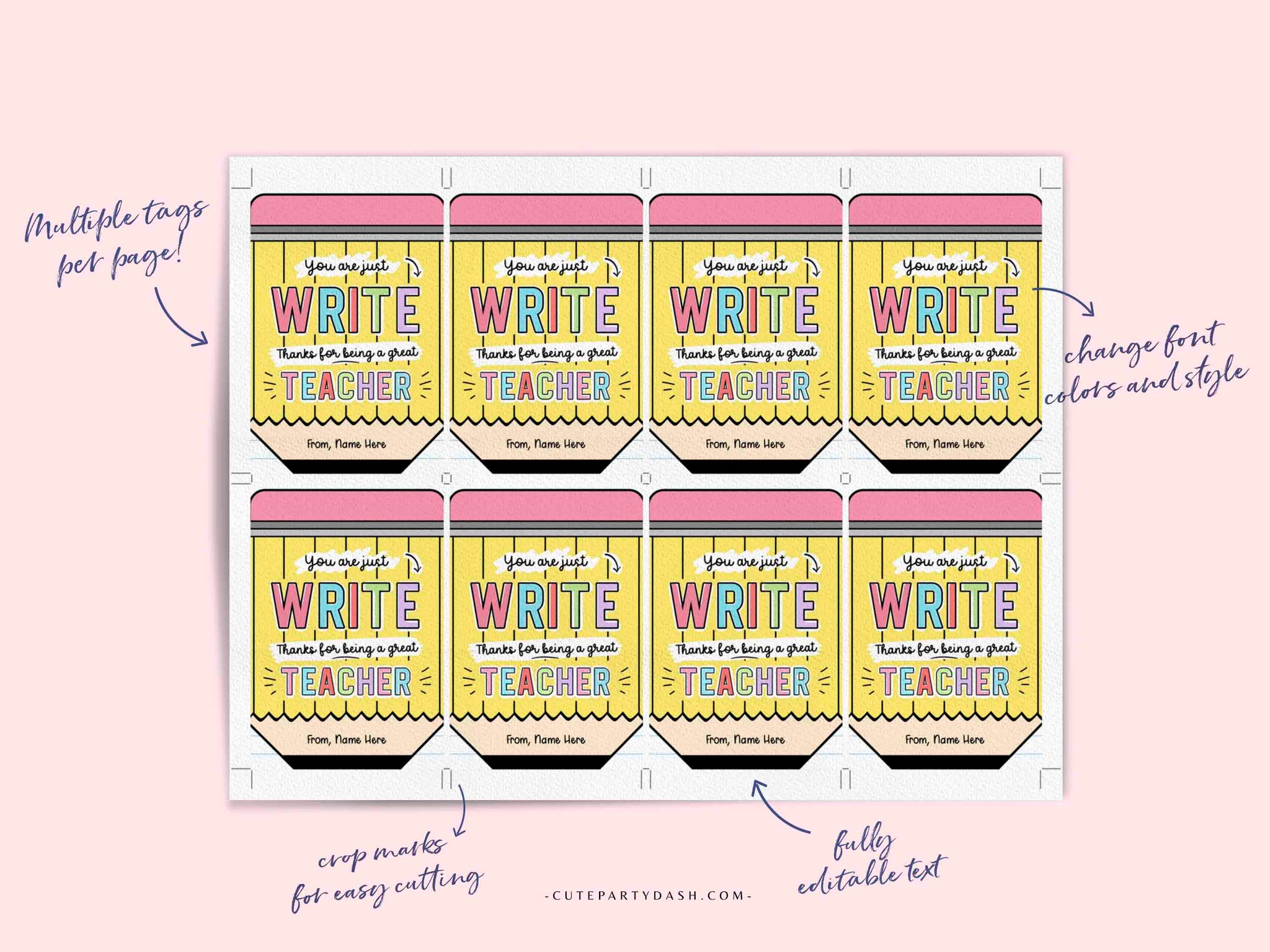 Just write pen gift appreciation Tags – Cute Party Dash