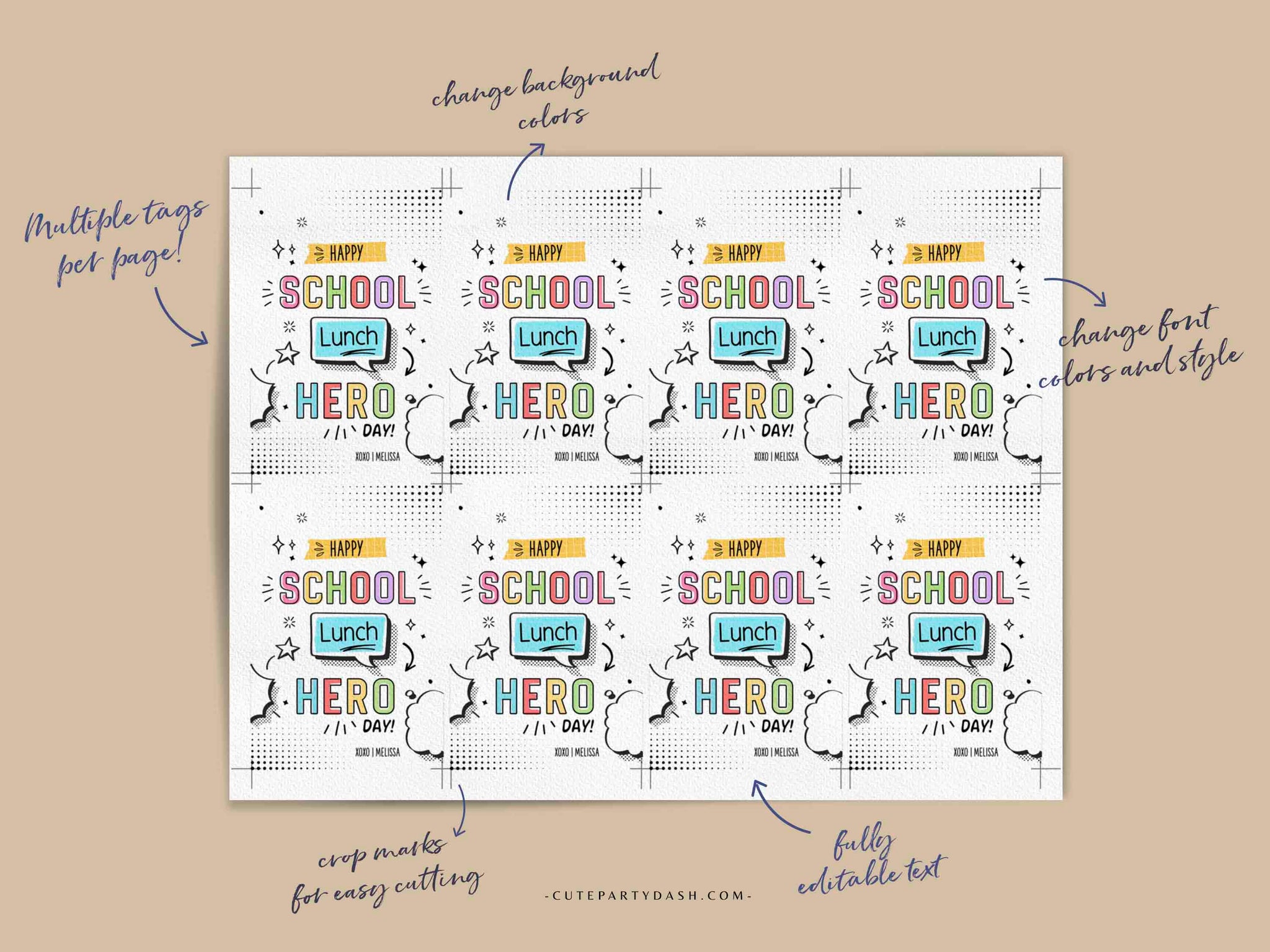 School Lunch Hero Day Appreciation Gift Tag – Cute Party Dash