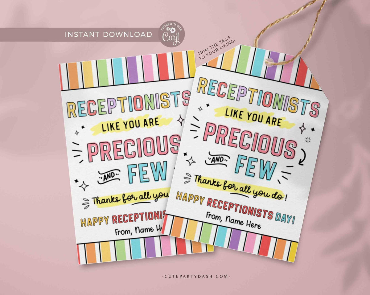 Receptionists Day Thanks for all you do Tags – Cute Party Dash