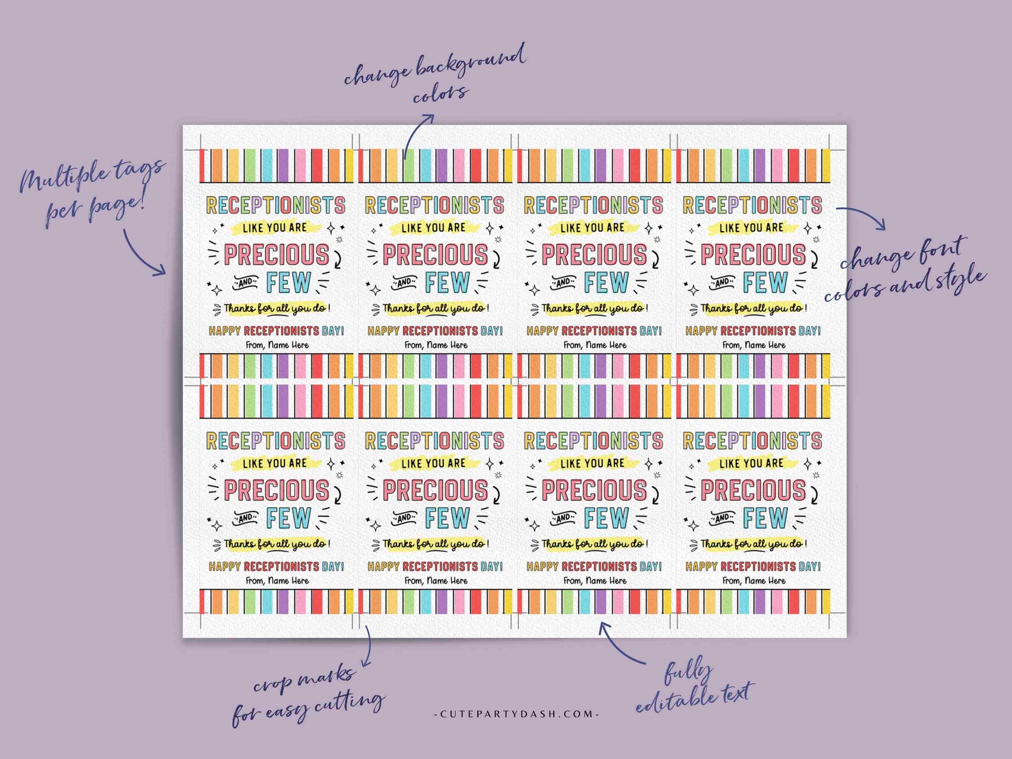 Receptionists Day Thanks for all you do Tags – Cute Party Dash