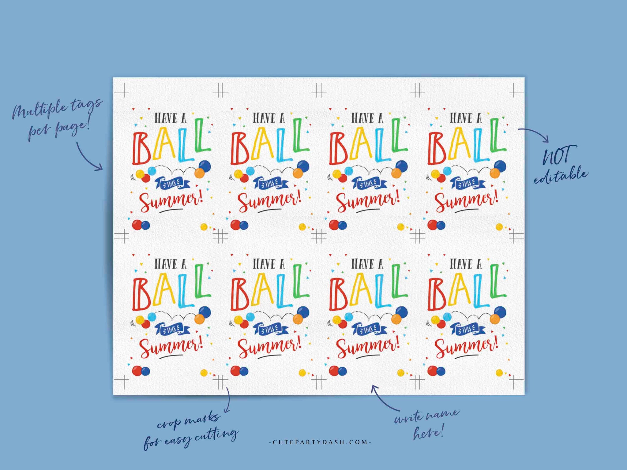 Printable Have a Ball this Summer Gift Tag – Cute Party Dash