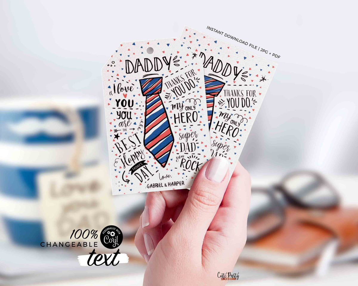 Super Dad Happy Father's Day Gift Tag – Cute Party Dash