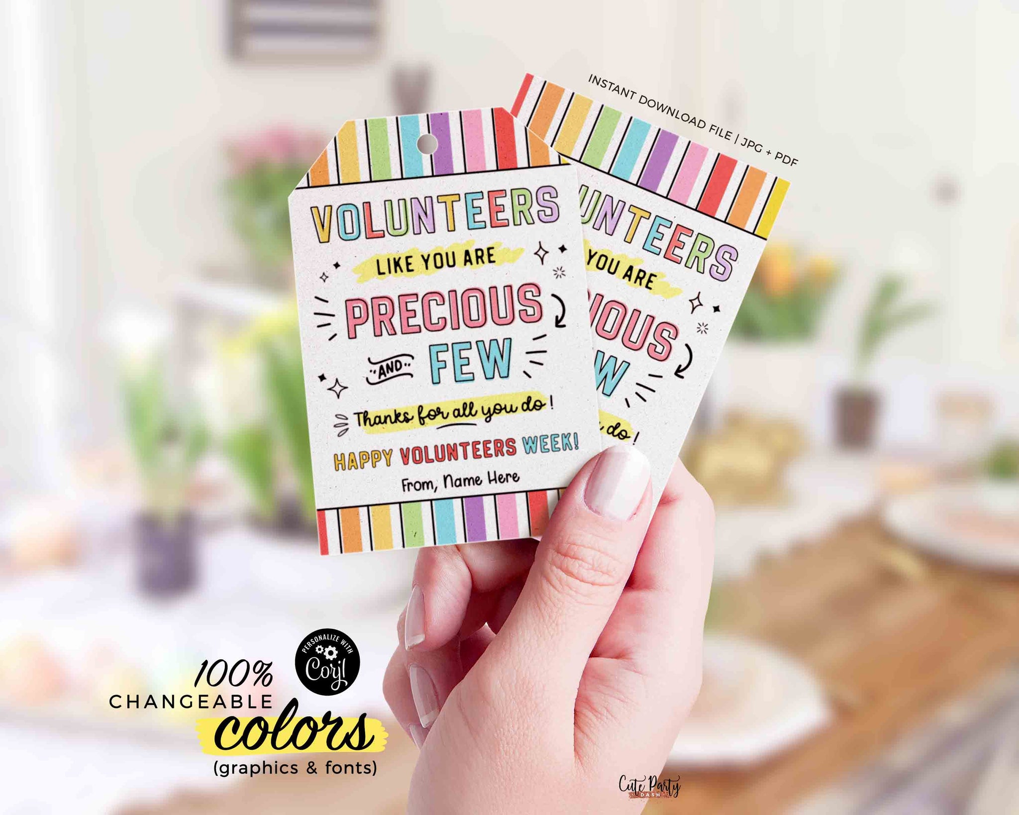 Volunteer Appreciation Gifts Tag Editable Printable Volunteer Thank Yo ...
