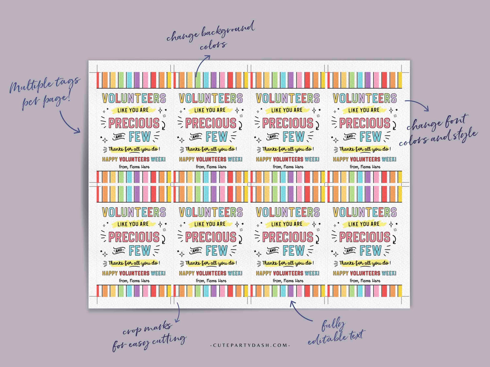 Volunteer Appreciation Gifts Tag Editable Printable Volunteer Thank Yo ...