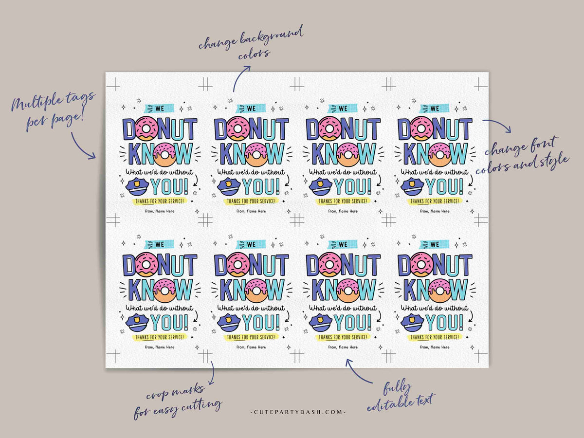 Happy Police Appreciation Week Thanks for all you do Tags – Cute Party Dash