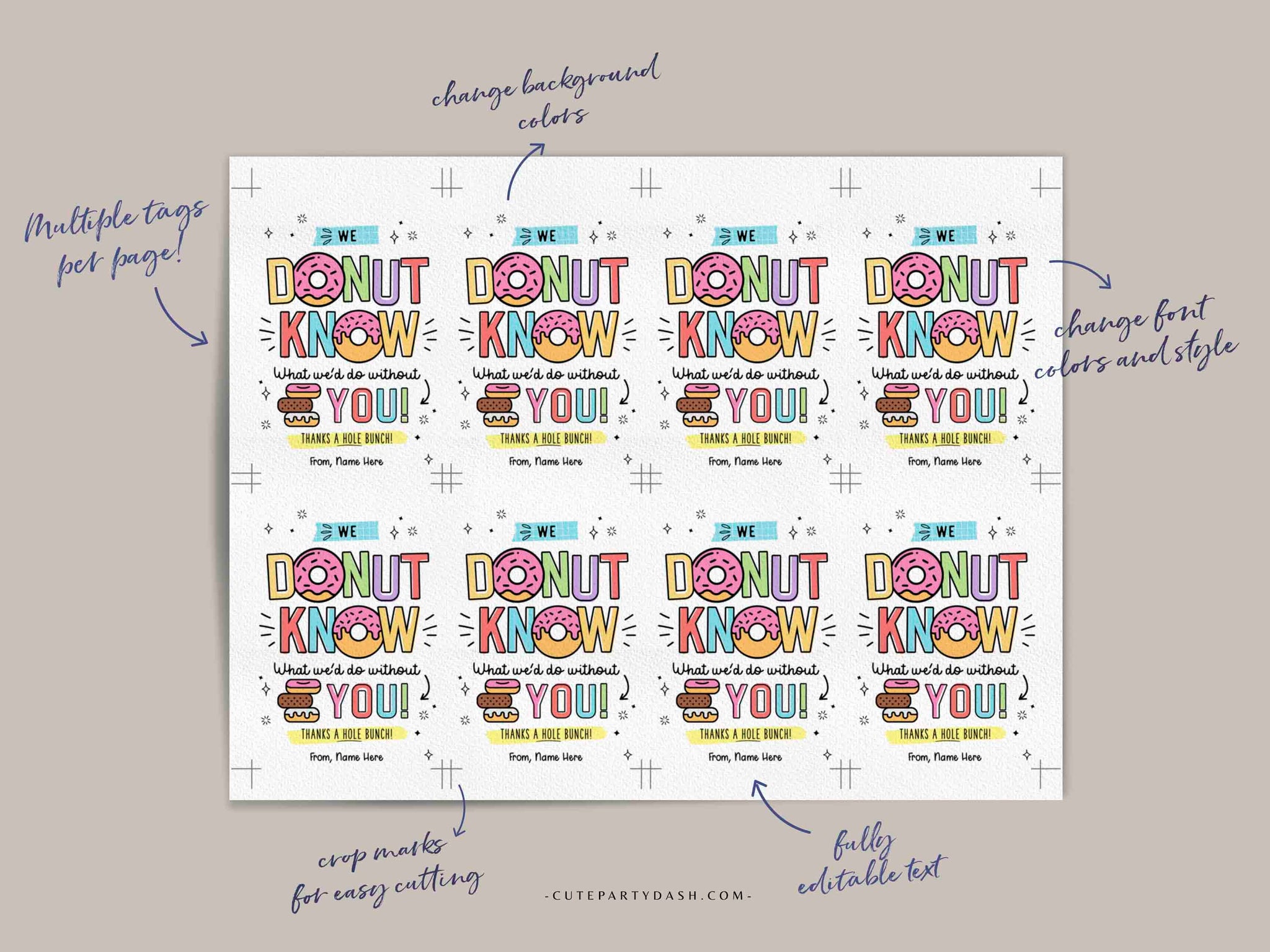 Donut Appreciation Tag Donut Know What We Would Do EDITABLE Volunteer ...